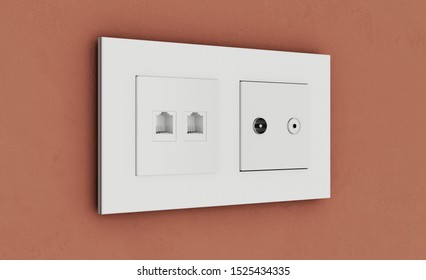 Multi Socket Wall Outlet Electrical Ethernet Stock Illustration ...