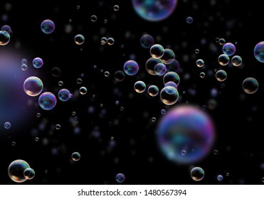 Multicolor Bubble On Black Background Concept Stock Illustration ...