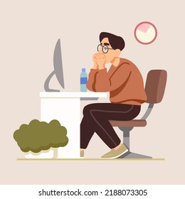 Multicolored Drawing Guy Sitting Computer Printing Stock Illustration ...