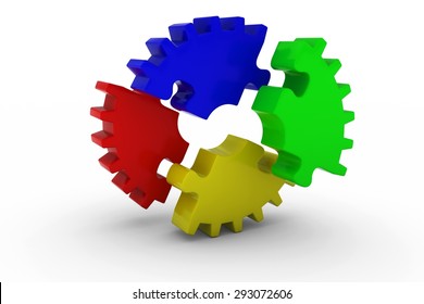 Multicoloured Exploded Jigsaw Puzzle Cog Wheel Stock Illustration ...