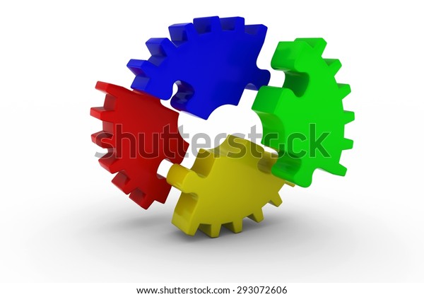 Multicoloured Exploded Jigsaw Puzzle Cog Wheel Stock Illustration ...