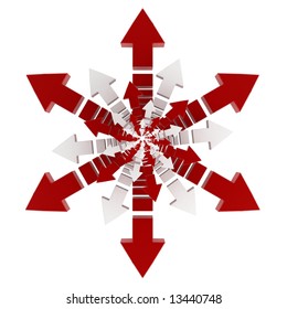 Long Red 3d Arrows Gathering Over Stock Illustration 12402991