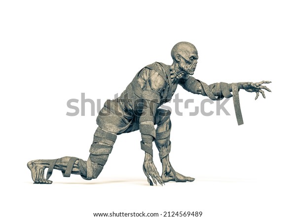 Mummy Crawling Side View On White Stock Illustration 2124569489 ...