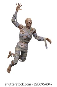 Mummy Jumping Attacking White Background 3d Stock Illustration ...