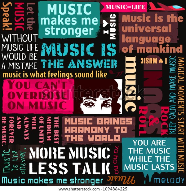 Music Background Seamless Pattern Collage Wallpaper Stock Illustration ...