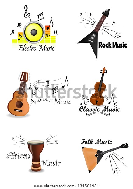 Music Labels Set Raster Version Vector Stock Illustration 131501981
