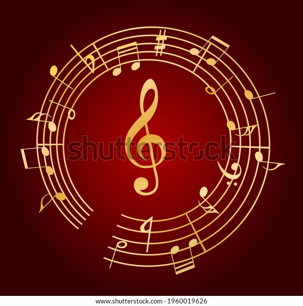 Music Notes Round Sheet Gold On Stock Illustration 1960019626 ...