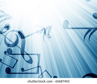 Music Notes Soft Blue Background Stock Illustration 65687455
