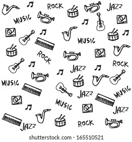 Musical Instruments Pattern White Background Stock Illustration ...