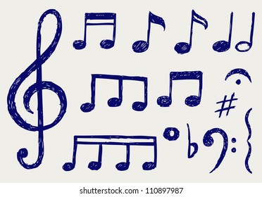 Vektor Stok Vector Musical Notes Sketch (Tanpa Royalti) 110575547 ...