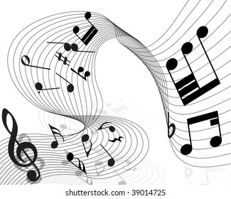 Musical Notes Staff Background Design Use: ภาพประกอบสต็อก 39014725 ...
