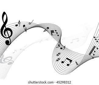 Musical Notes Staff Background Design Use Stock Illustration 45298312 ...