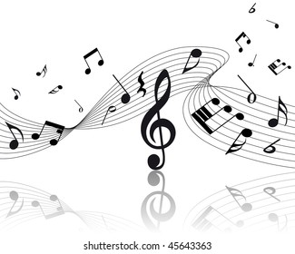 Musical Notes Staff Background Design Use Stock Illustration 45643363 ...