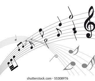 Musical Notes Staff Background Design Use Stock Illustration 55308976