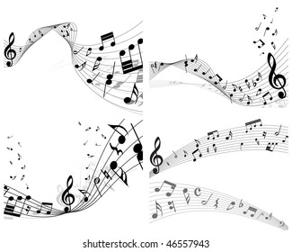 Musical Notes Staff Backgrounds Set Design Stock Illustration 46557943 ...