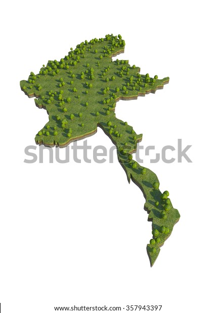 Myanmar 3d Map Section Cut Isolated 库存插图 357943397 | Shutterstock