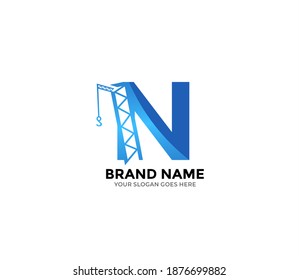 N Construction Logo Design Concept Stock Illustration 1876699882 ...