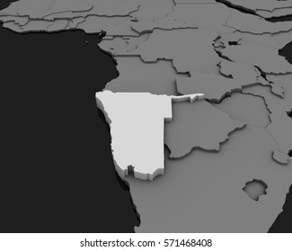 Namibia Map Gray Background 3d Illustration Stock Illustration ...