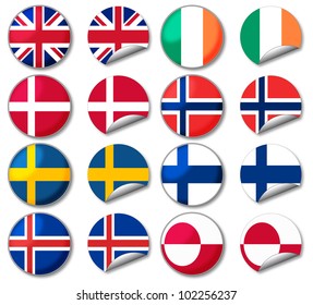 Vector Illustration Set Nordic Cross Flags Stock Vector (Royalty Free ...