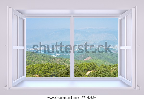 Nature Behind Window 3d Render Inserted Stock Illustration 27142894