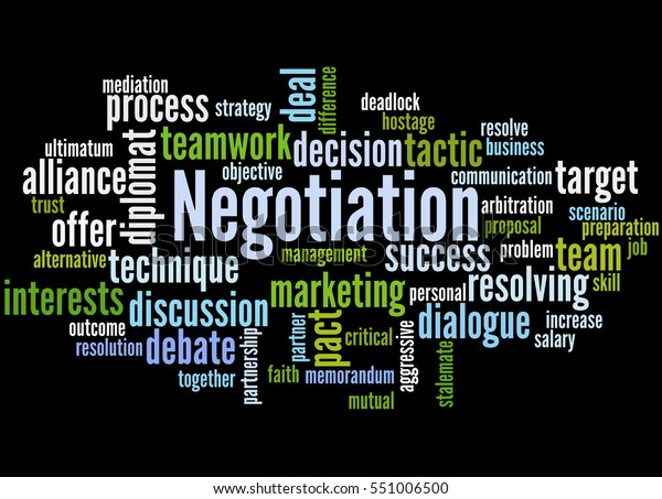 Negotiation Word Cloud Concept On Black Stock Illustration 551006500 ...
