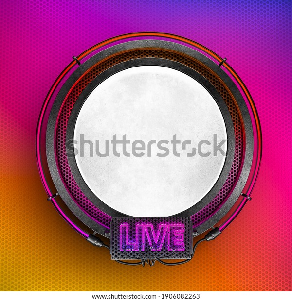 Neon Frame Live Streaming 3d Illustration Stock Illustration 1906082263