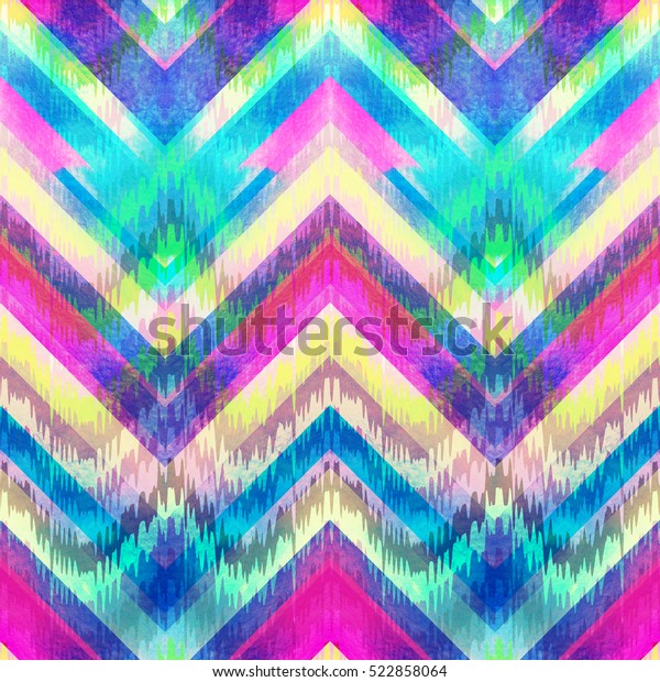 Neon Lights Zig Zag Chevron Watercolor Stock Illustration 522858064 ...