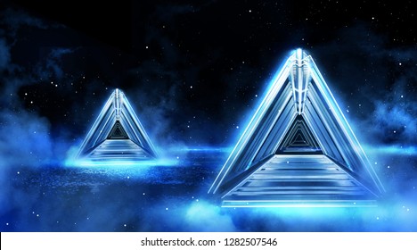 Neon Pyramid Light Triangle Empty Dark Stock Illustration 1282507546 ...