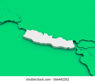 Nepal Map Green Background 3d Rendering Stock Illustration 567577663