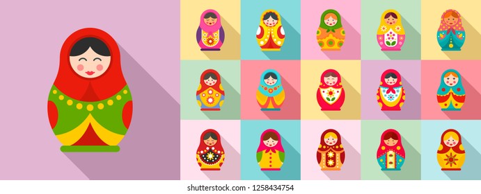 Nesting Doll Icon Set Flat Set Stock Vector (Royalty Free) 1240193668 ...