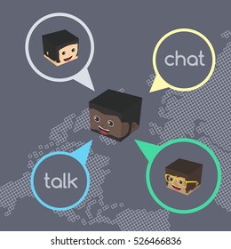 Network Chat Conversation Block Isometric Cartoon Stock Illustration ...
