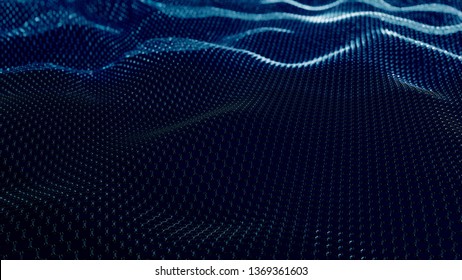 Abstract Metal Mesh Shape Wave 3d Stock Illustration 1369361441 ...
