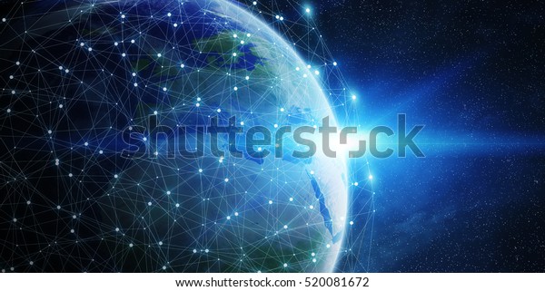 Network Data Exchange Over Planet Earth Stock Illustration 520081672 ...