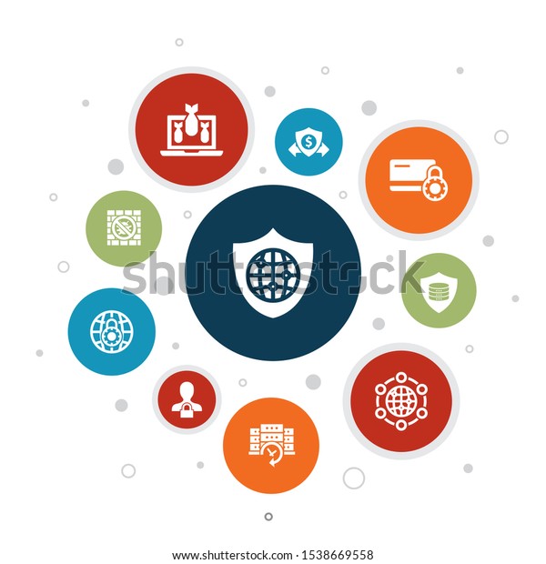 Network Security Infographic 10 Steps Bubble Stock Illustration ...