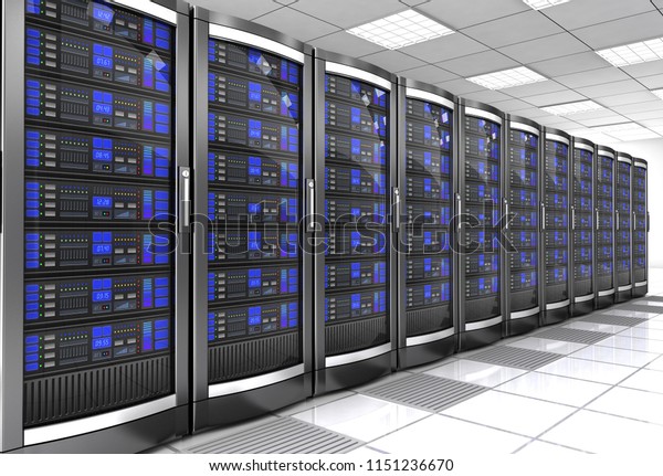 network workstation server room 3d illustration