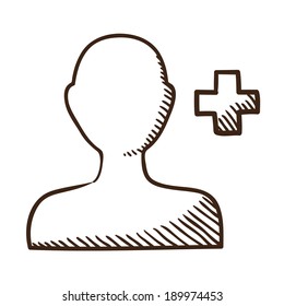 New Adding User Symbol Isolated Sketch: ภาพประกอบสต็อก 189974453 ...