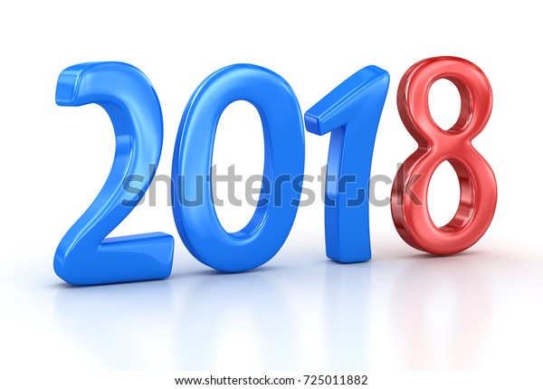 New Year 2018 3d Render Computer Stock Illustration 725011882