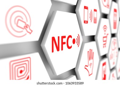 Nfc Concept Cell Blurred Background 3d Stock Illustration 1063933589