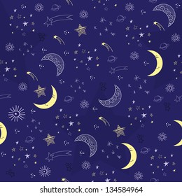 Night Seamless Pattern : illustration de stock 134584964 | Shutterstock