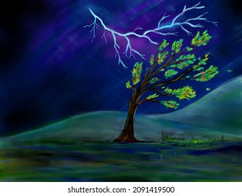160 Lightning strikes tree Stock Illustrations, Images & Vectors ...