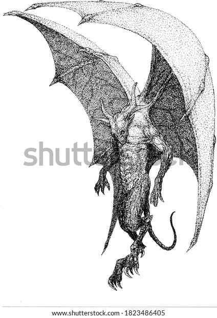 Nightmare Flying Demon Devil Demon Wings Stock Illustration 1823486405 ...