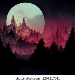 Nightmare Red Seamless Pattern Digital Art Stock Illustration ...