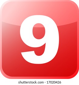 Nine 9 Red Number Button Stock Illustration 17020498 | Shutterstock