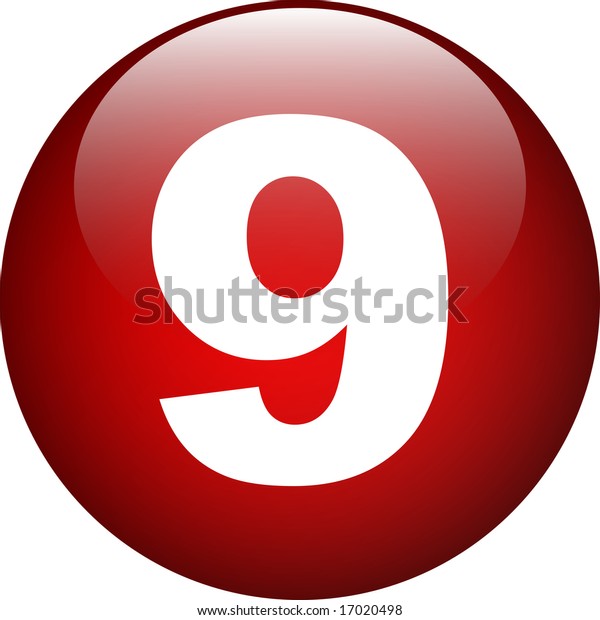 Nine 9 Red Number Button Stock Illustration 17020498 | Shutterstock