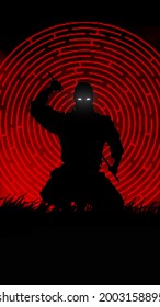 Ninja Samurai Red Circle Stock Illustration 2003158895 | Shutterstock
