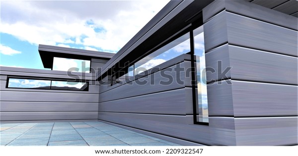 Nonstandard Oblong Window Futuristic House Finished Stock Illustration ... Nonstandard Oblong Window Futuristic House Finished Stock Illustration ...