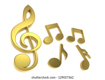 Golden Eighth Note On White Background Stock Illustration 40970503
