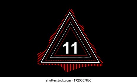 número 11 en triángulo, fondo negro: ilustración de stock 1920387860 ...