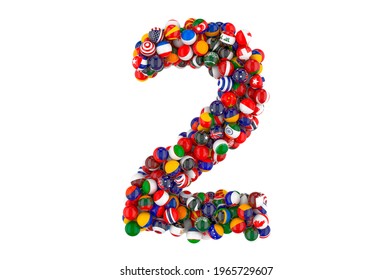 Number 2 Flags Different Countries 3d Stock Illustration 1965729607 ...