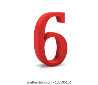 3d Number Six Red On White Stock Illustration 128554301 | Shutterstock